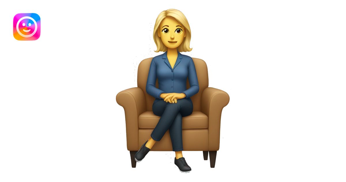 white woman sitting down on a chair emoji | AI Emoji Generator