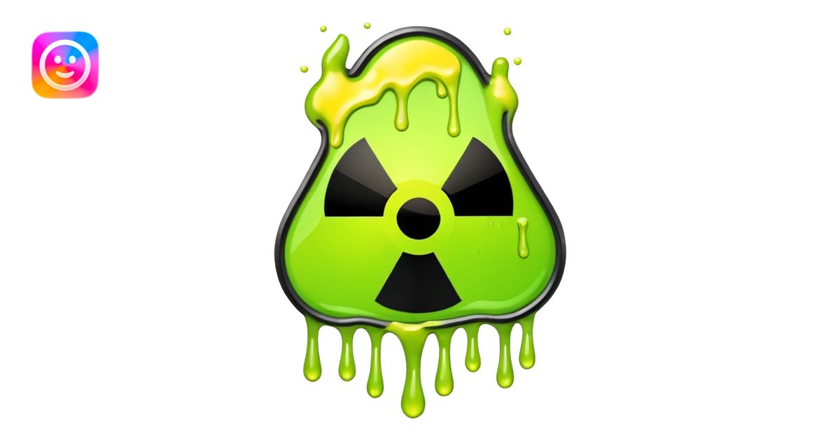 radioactive hazard symbol stylized to look like it is melting. The ...