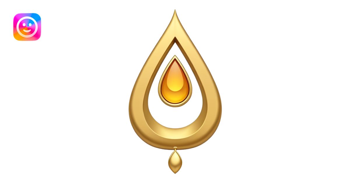 A simple golden tilak symbol with a central vertical drop shape and two ...