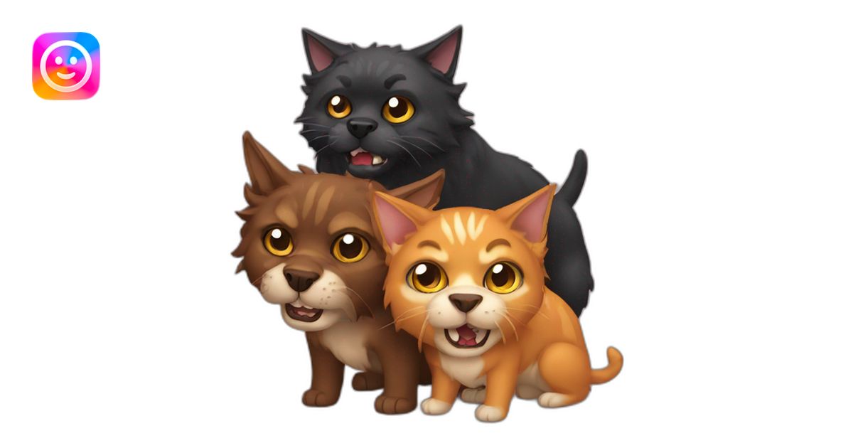 Cerberus with cat head emoji | AI Emoji Generator