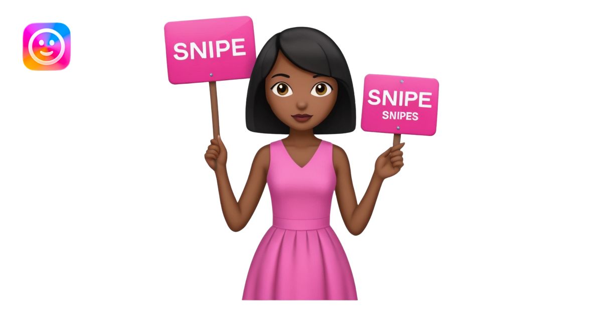 Dark skin woman with black bob in hair holding sign that says snipe ...