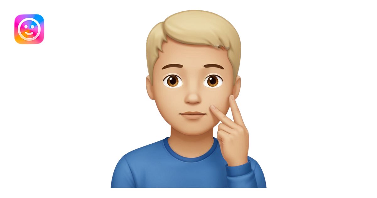 man looking up to the top right, index finger touching his chin ...