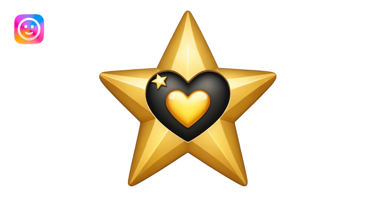 A star with a heart inside, golden and black emoji | AI Emoji Generator