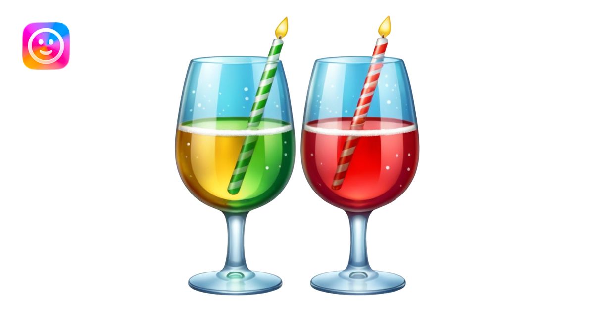 Dos copas con colores navideños brindando emoji | AI Emoji Generator