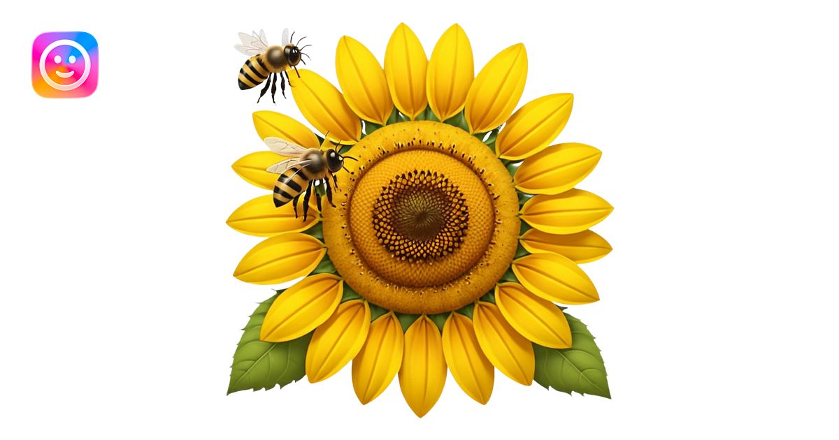 Sunflower with bees emoji | AI Emoji Generator