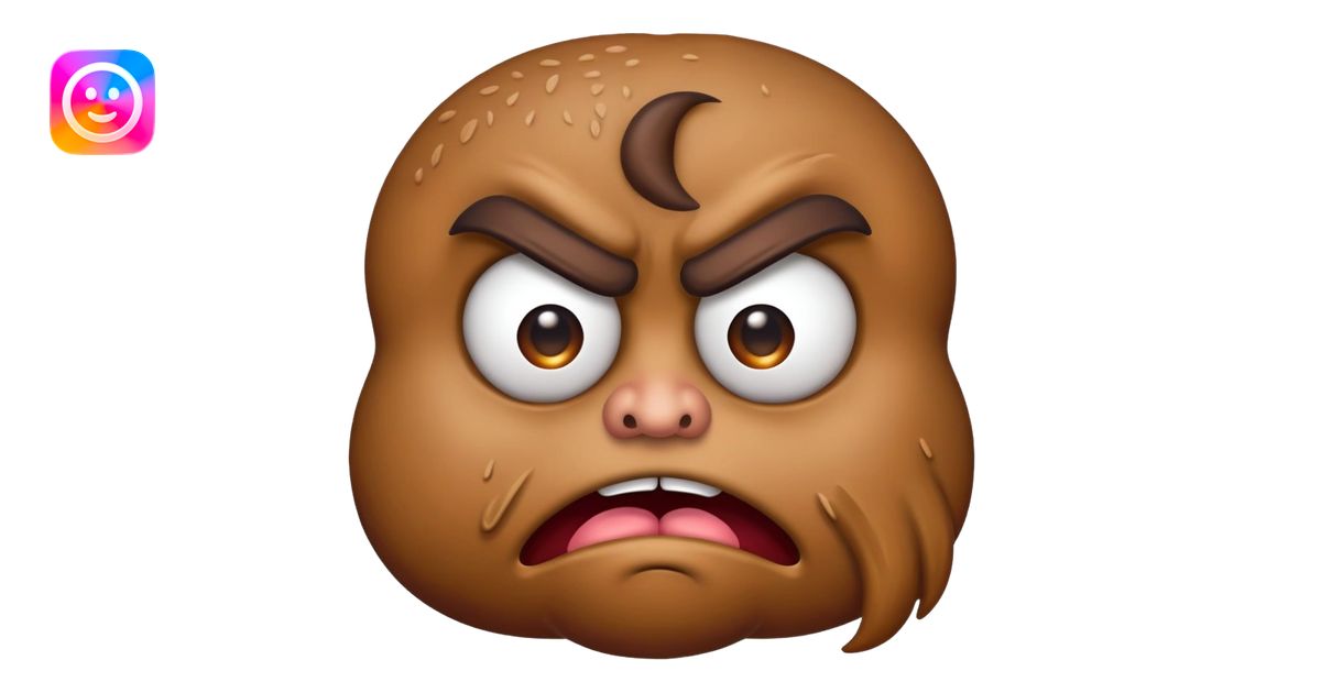 grumpy poop emoji with angry eyebrows emoji | AI Emoji Generator