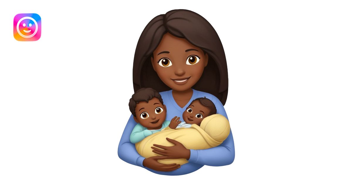 dark skinned mother with one newborn baby emoji | AI Emoji Generator