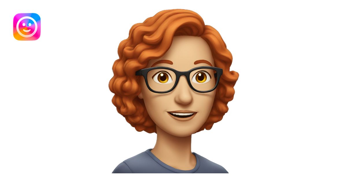 red hair mid aged lady in glasses emoji | AI Emoji Generator