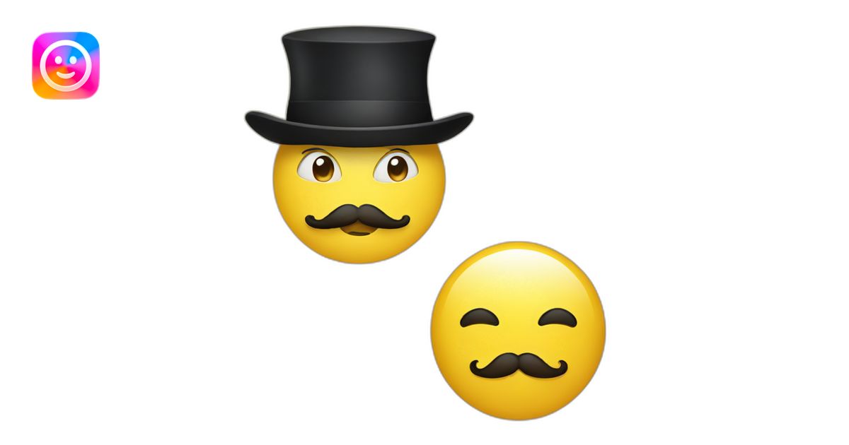 Yellow round face emoji with french moustache emoji | AI Emoji Generator