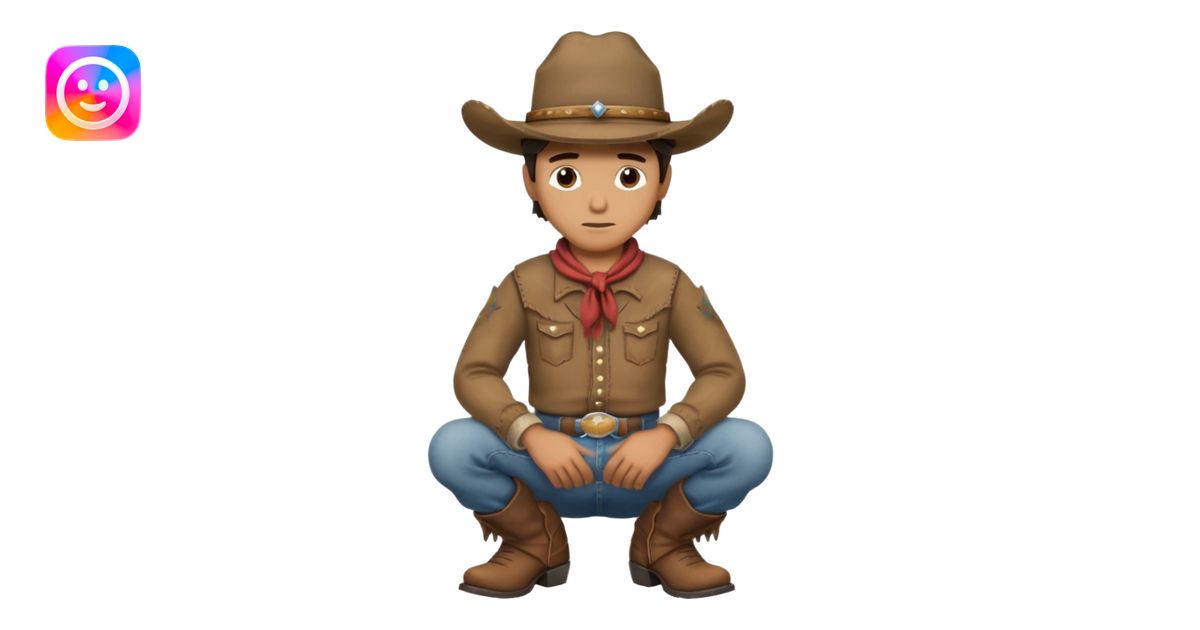 side profile of cowboy with kneews bent and hands on knees emoji | AI ...