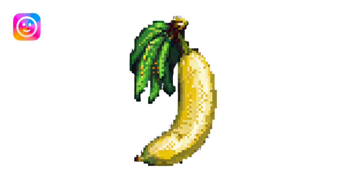 pixel art banana half peeled illustration | AI Emoji Generator