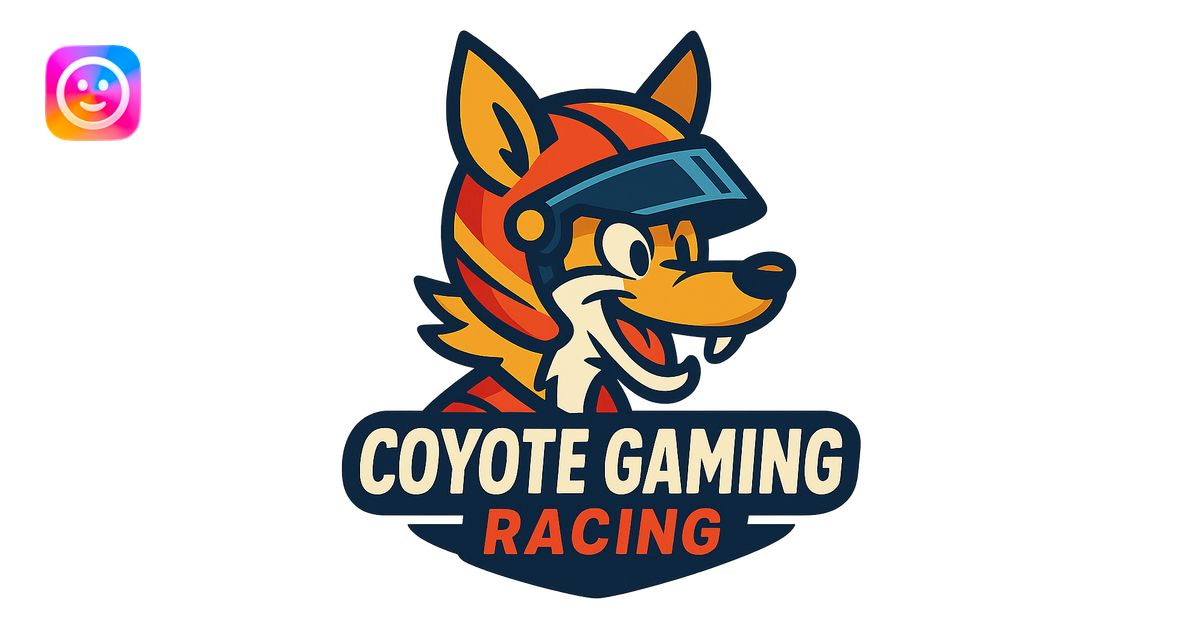 Coyote Gaming Racing logo in vibrant toon style, with a coyote ...