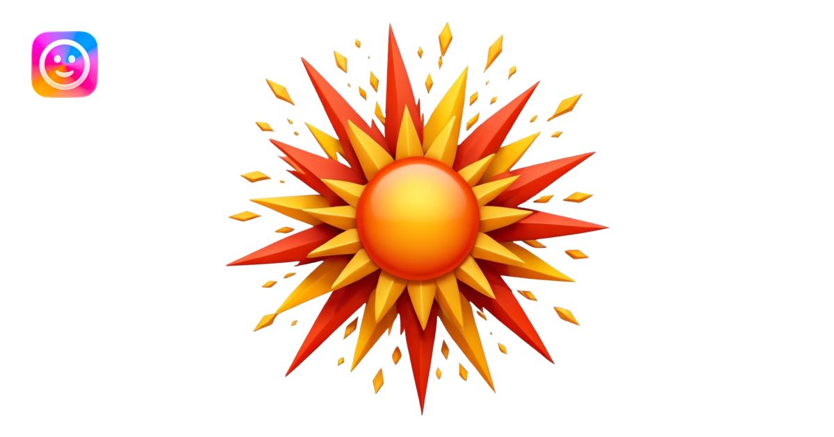 A 3D Apple-style emoji of a bold, jagged explosion shape with layered ...