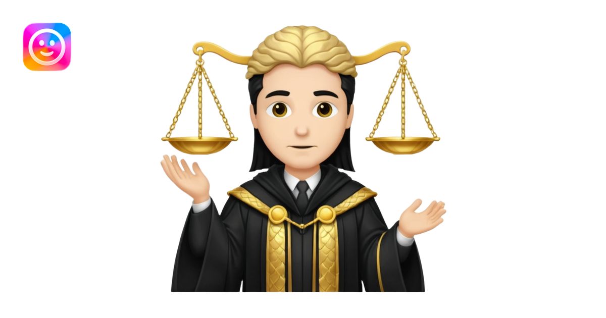 Fancy judge with golden scales emoji | AI Emoji Generator