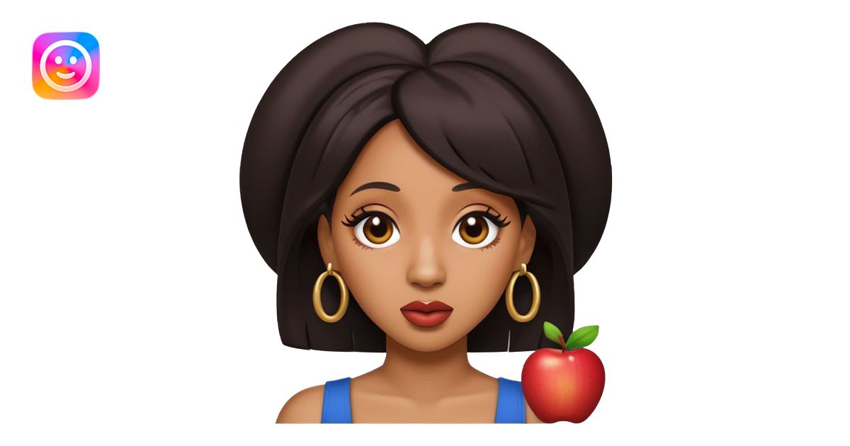 Create an iOS-style emoji of cardi b. Neutral facial expression, no ...