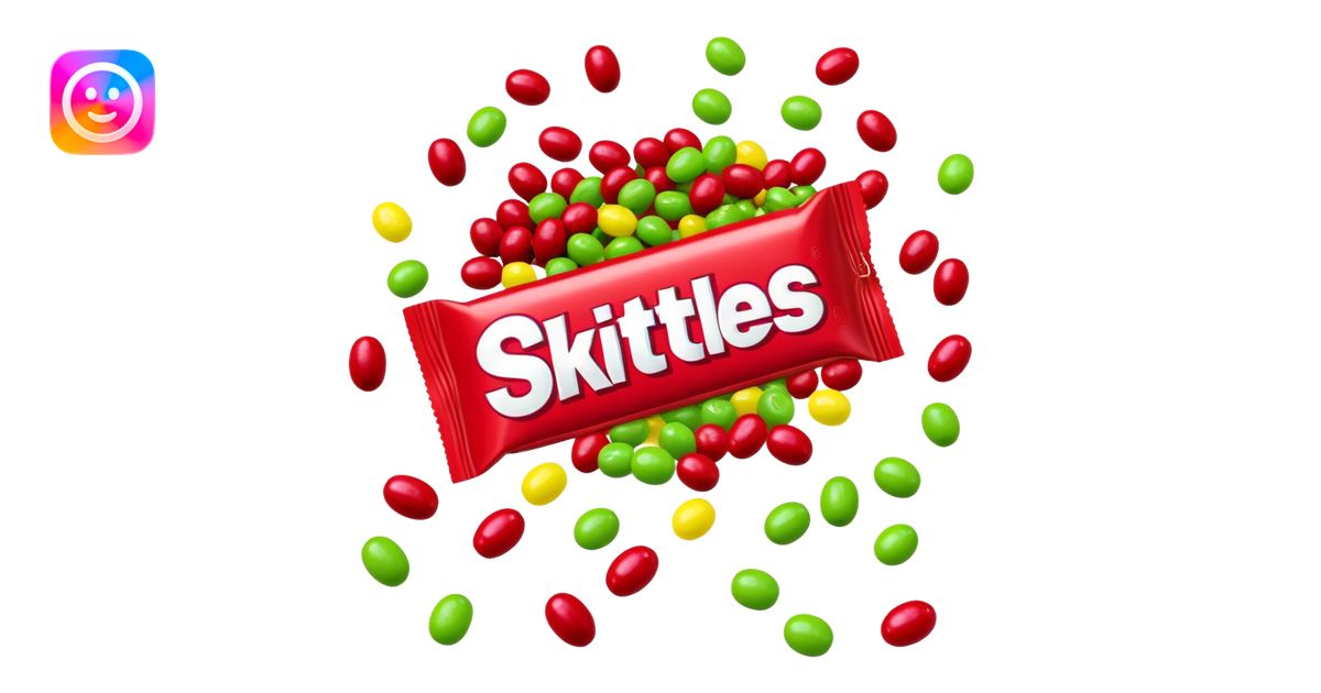 Original red Skittles package opened with logo visible, with only lime ...