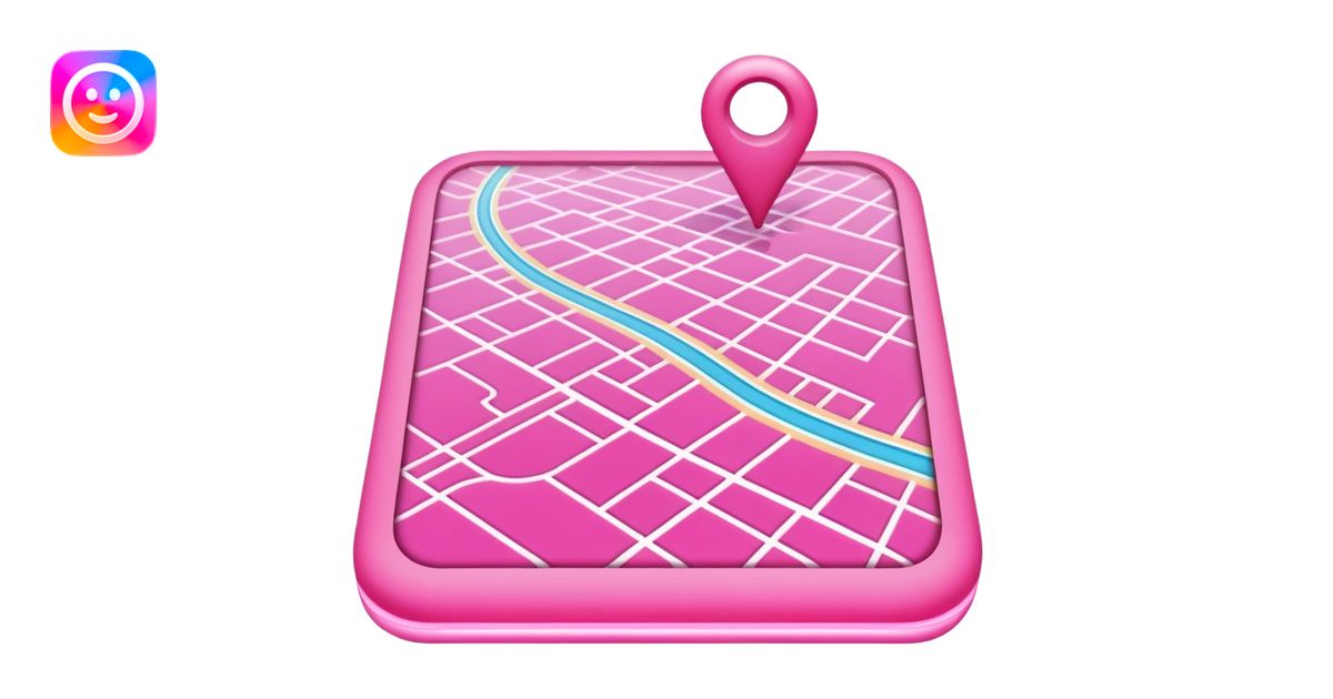 pink big gps map lines emoji | AI Emoji Generator