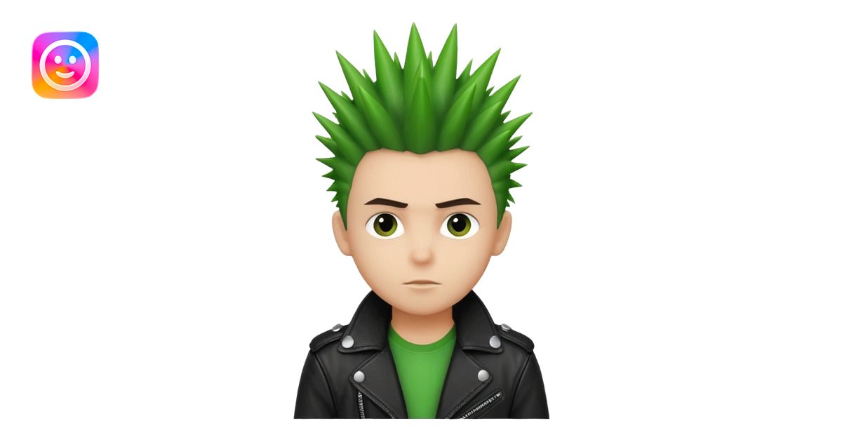 Boy with Spiky Hair – green spikes, black leather jacket emoji | AI ...
