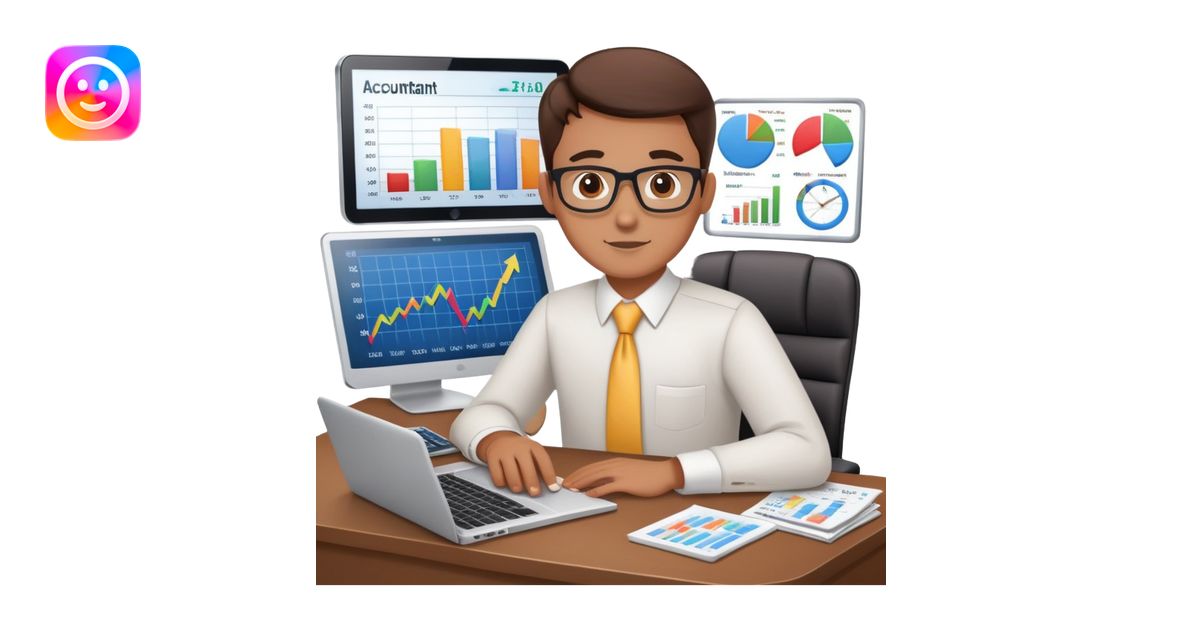 accountant at a desk with laptop and financial charts emoji | AI Emoji ...
