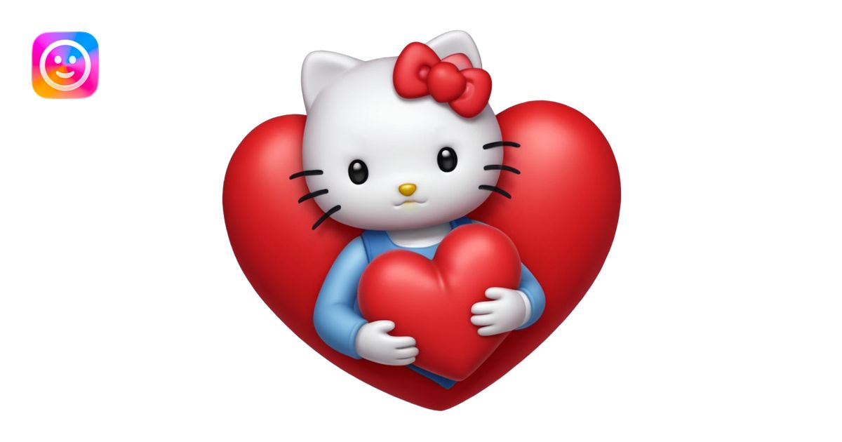 hello kitty hugging a big red heart emoji | AI Emoji Generator