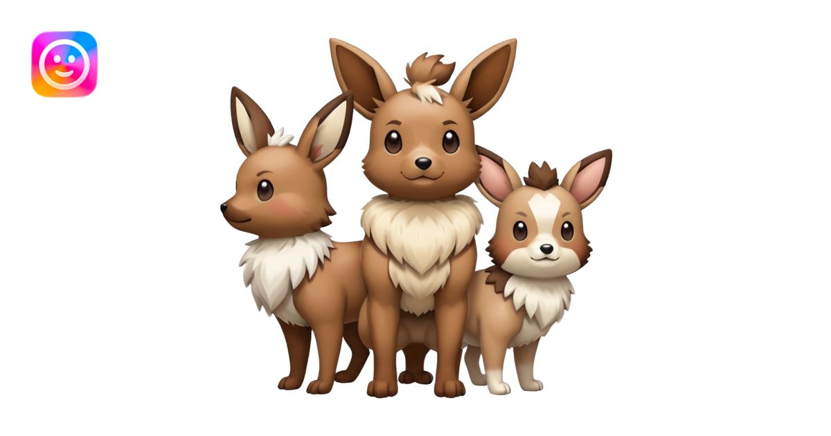 Buneary-Eevee-Rockruff Full body emoji | AI Emoji Generator