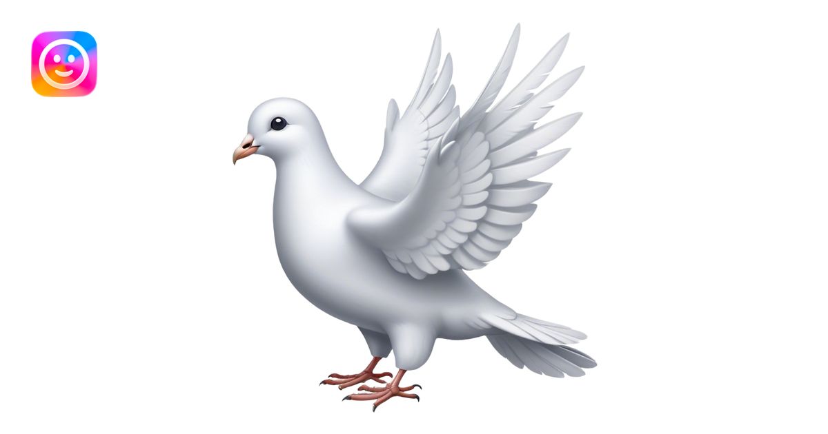 A white dove holds a pacific symbol in its beak emoji | AI Emoji Generator