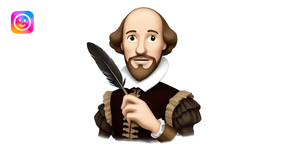 William Shakespeare holds a feather in his hand emoji | AI Emoji Generator