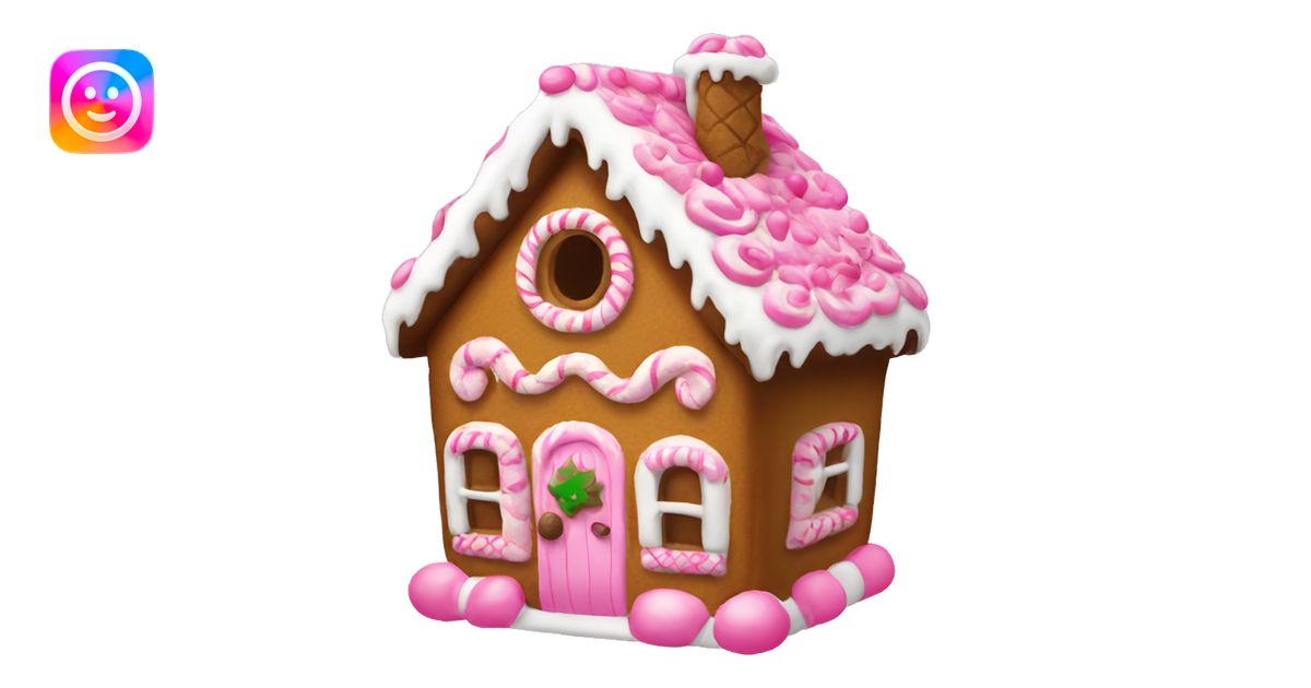 Gingerbread house pink emoji | AI Emoji Generator