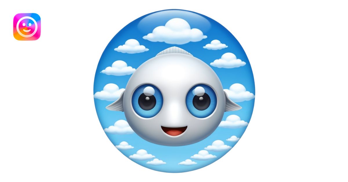 blue sky with puffy clouds, fish eye lens effect emoji | AI Emoji Generator