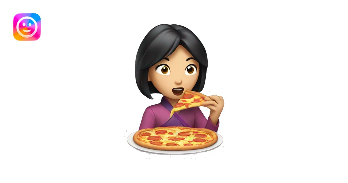 Mulan eating pizza emoji | AI Emoji Generator