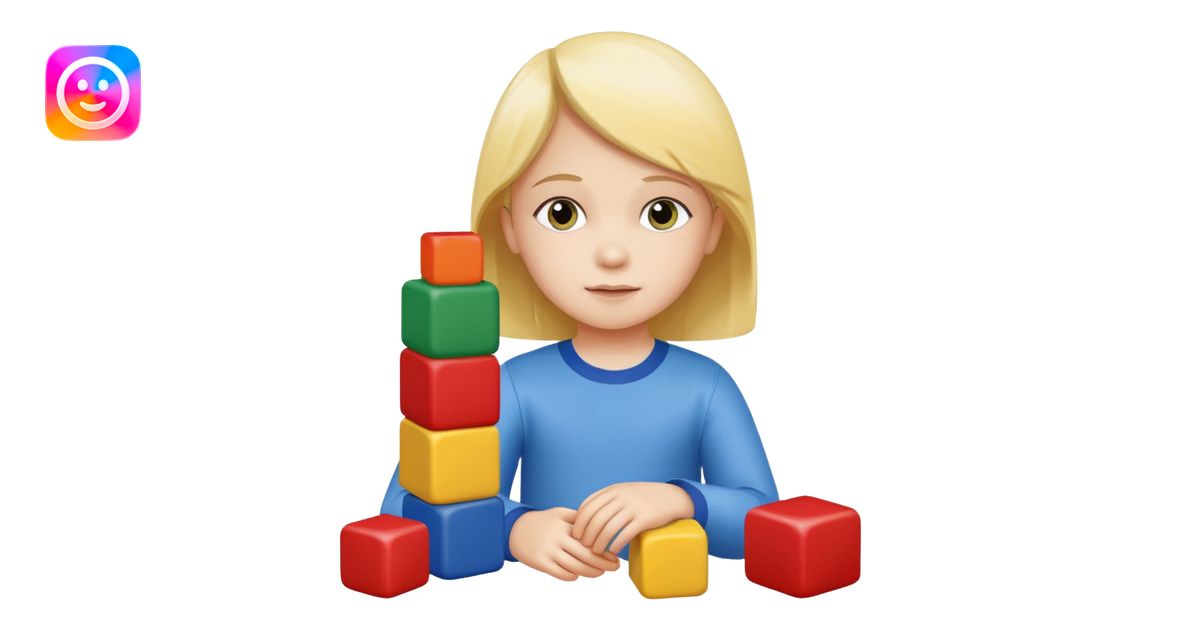 child stacking colorful blocks emoji | AI Emoji Generator