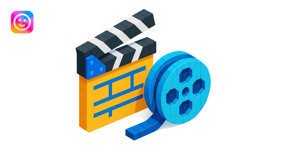 movie clapperboard with film reel, isometric view emoji | AI Emoji ...