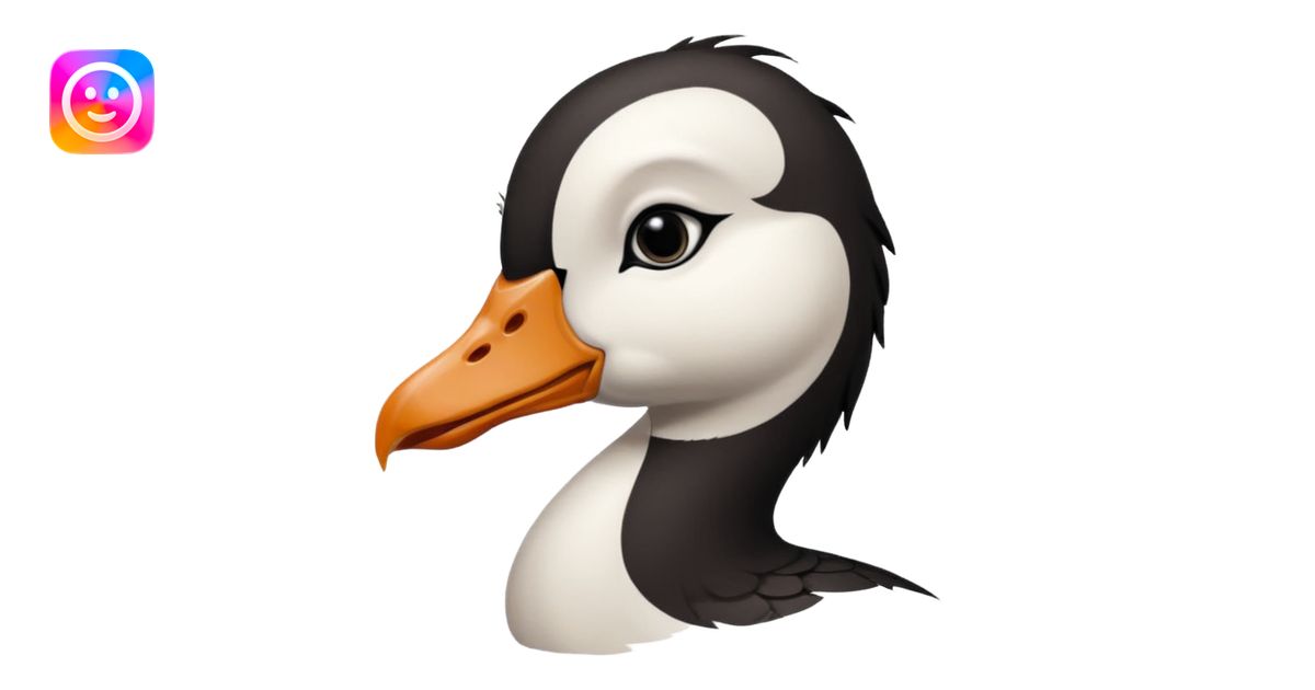 goose head that is emo with dark hair emoji | AI Emoji Generator