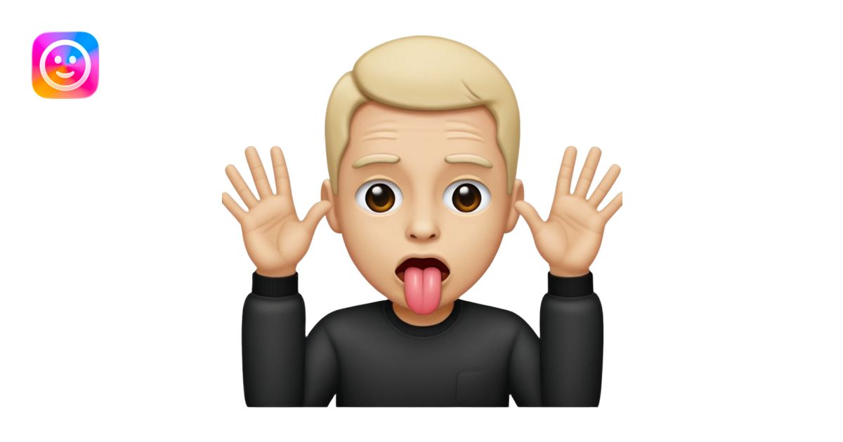 tongue sticking out emoji with rock and roll hands on each side of face ...