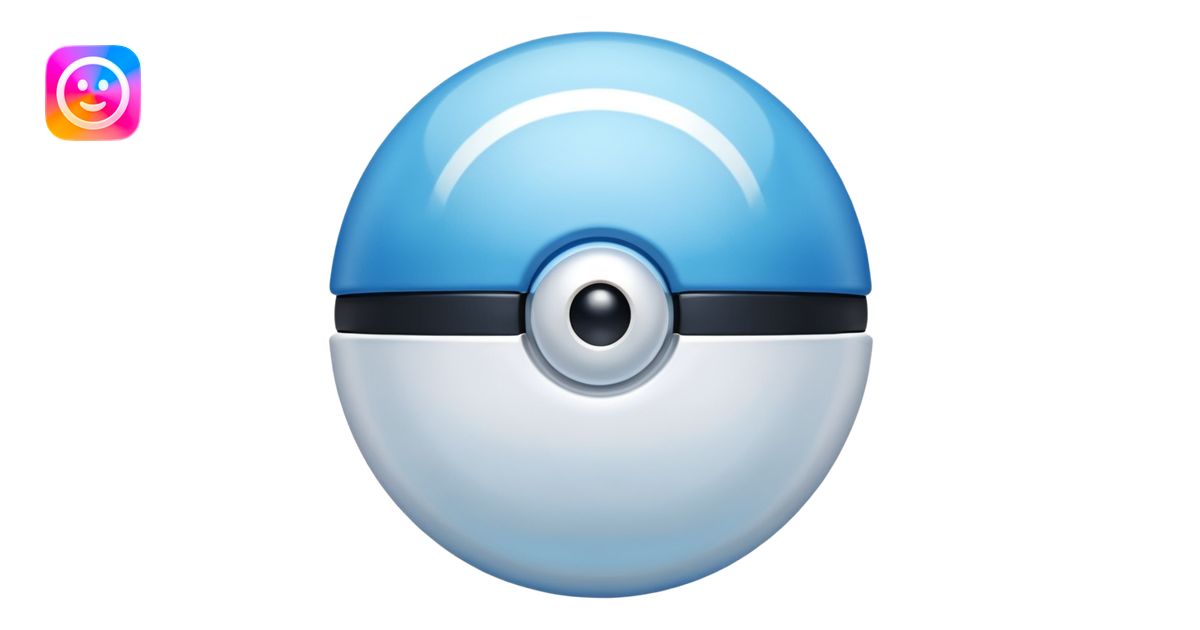 blue pokeball emoji, top half is a more saturated blue, bottom half is ...