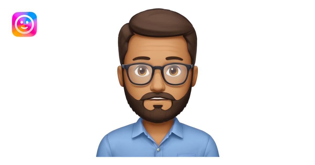 Normal male, beard, glasses emoji | AI Emoji Generator