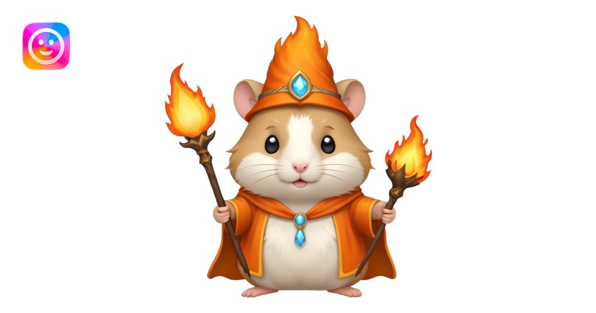 wizard hamster summoning fire emoji | AI Emoji Generator