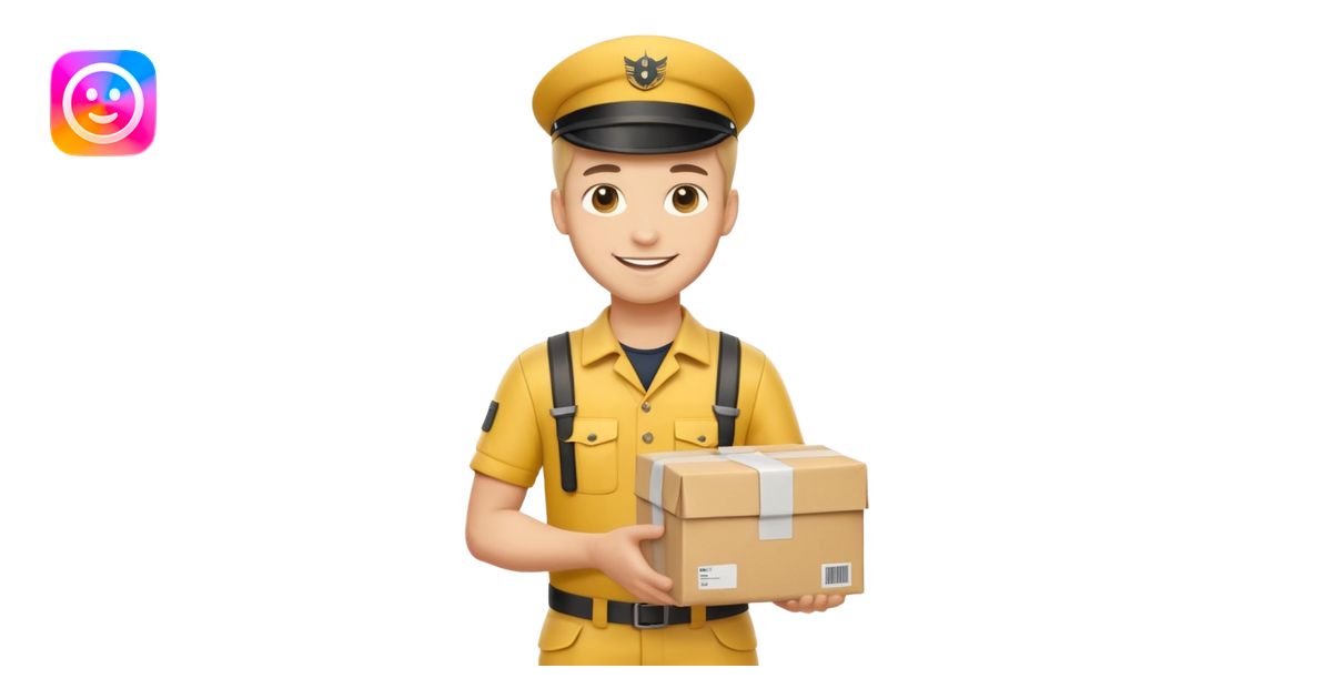 german delivery guy with yellow uniform and package emoji | AI Emoji ...