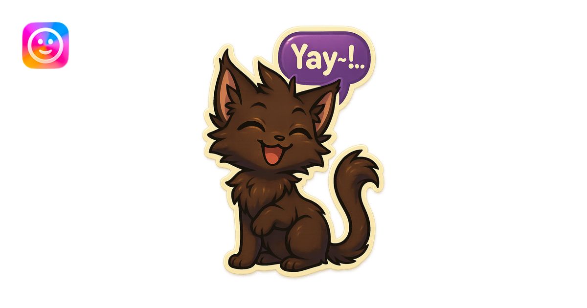 a dark-brown fluffy cute kawaii anthropomorphic furry anime cat-furry ...