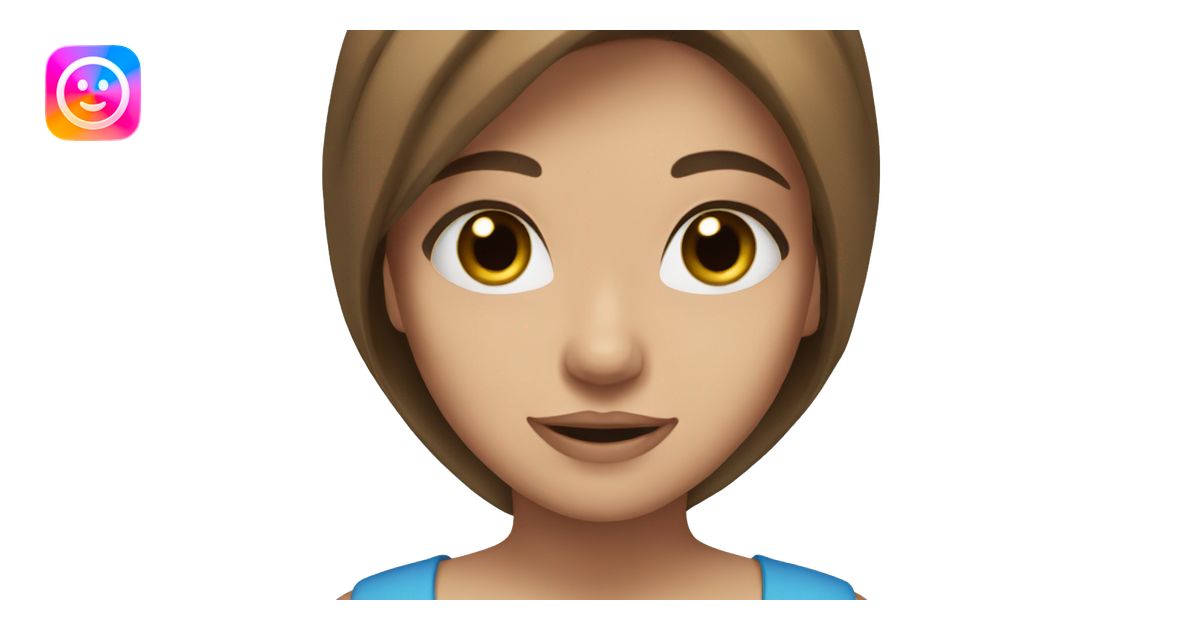 Pretty girl brown hair blue eyes emoji | AI Emoji Generator