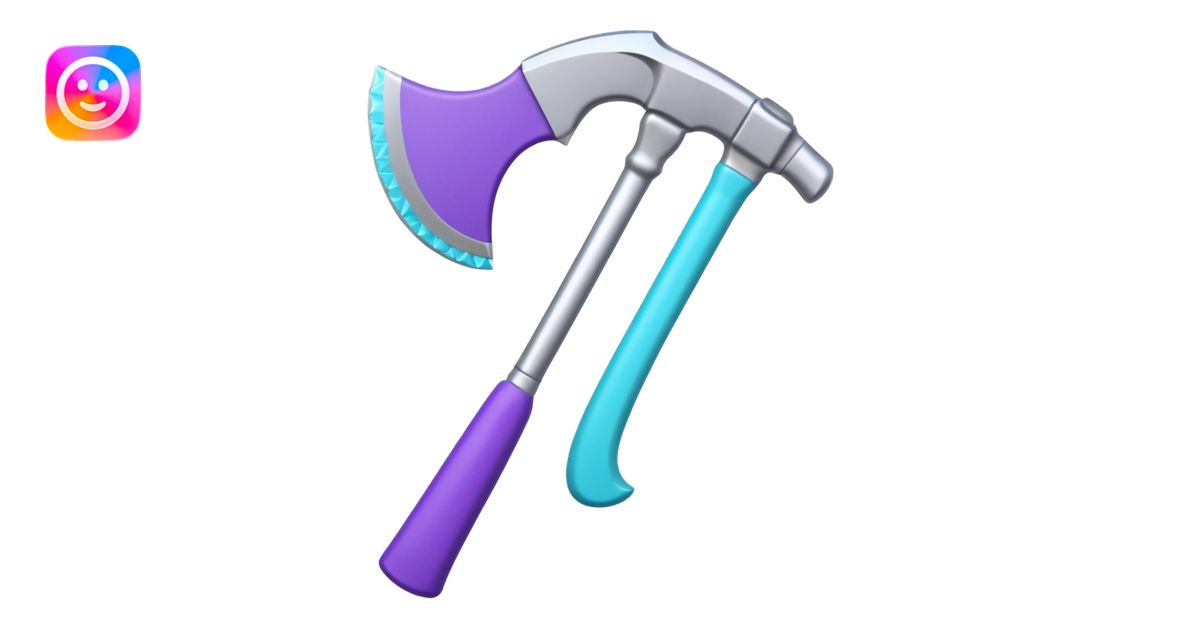 Axe with purple handle with silver blade with cyan edge emoji | AI ...