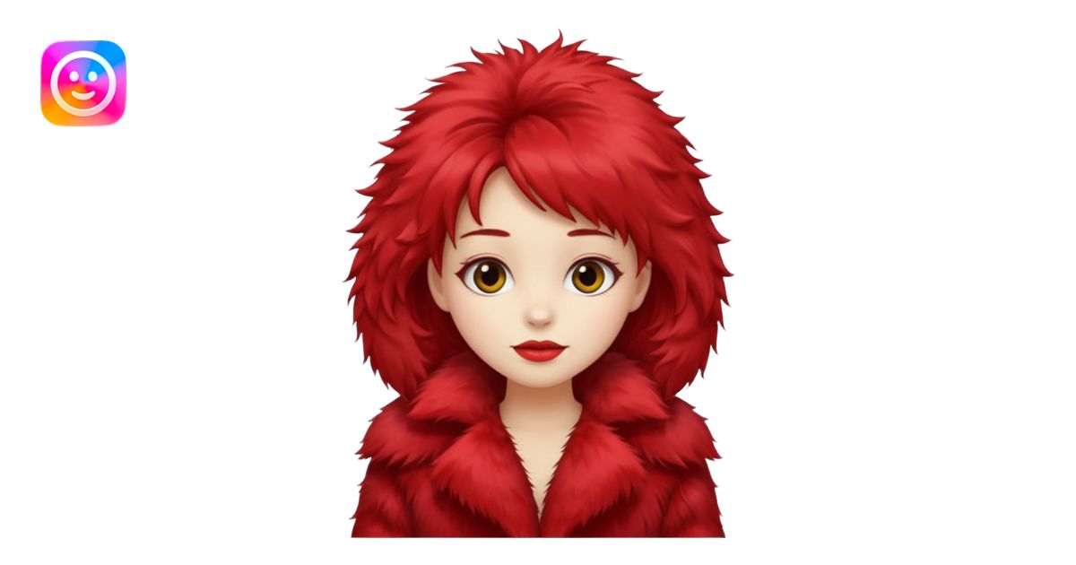 Girl in red fur coat emoji | AI Emoji Generator