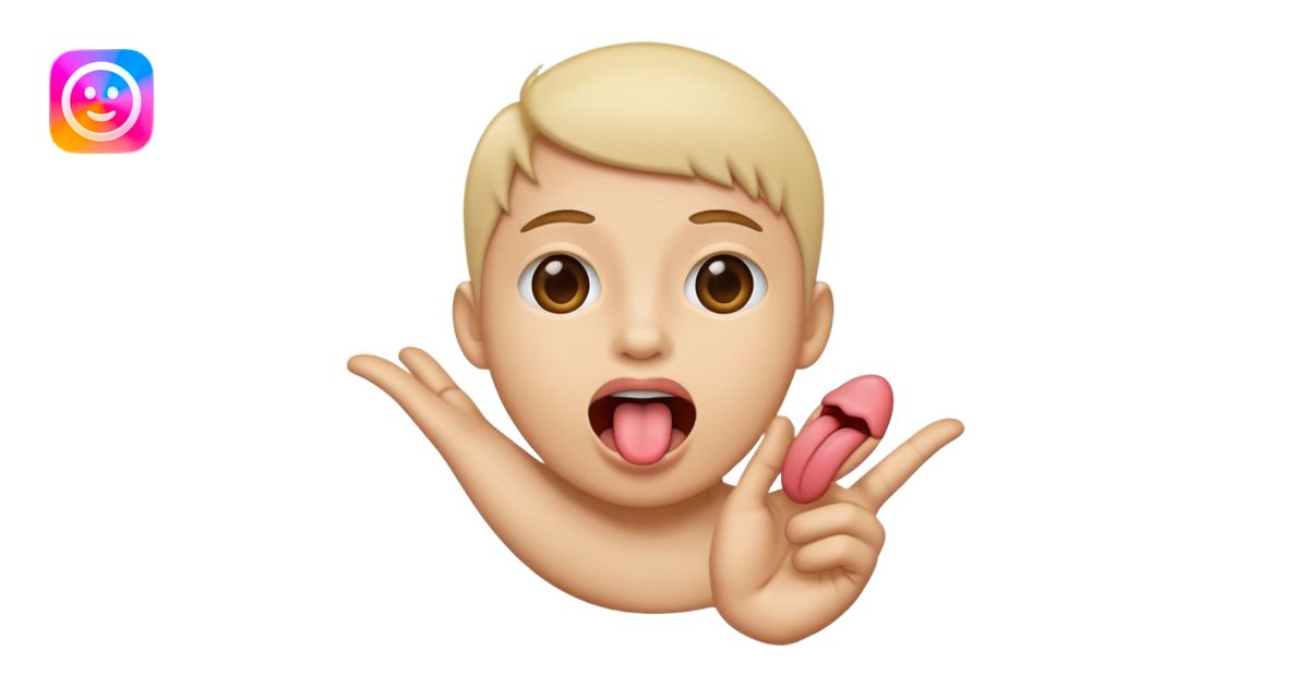 Tongue out with open hand emoji | AI Emoji Generator