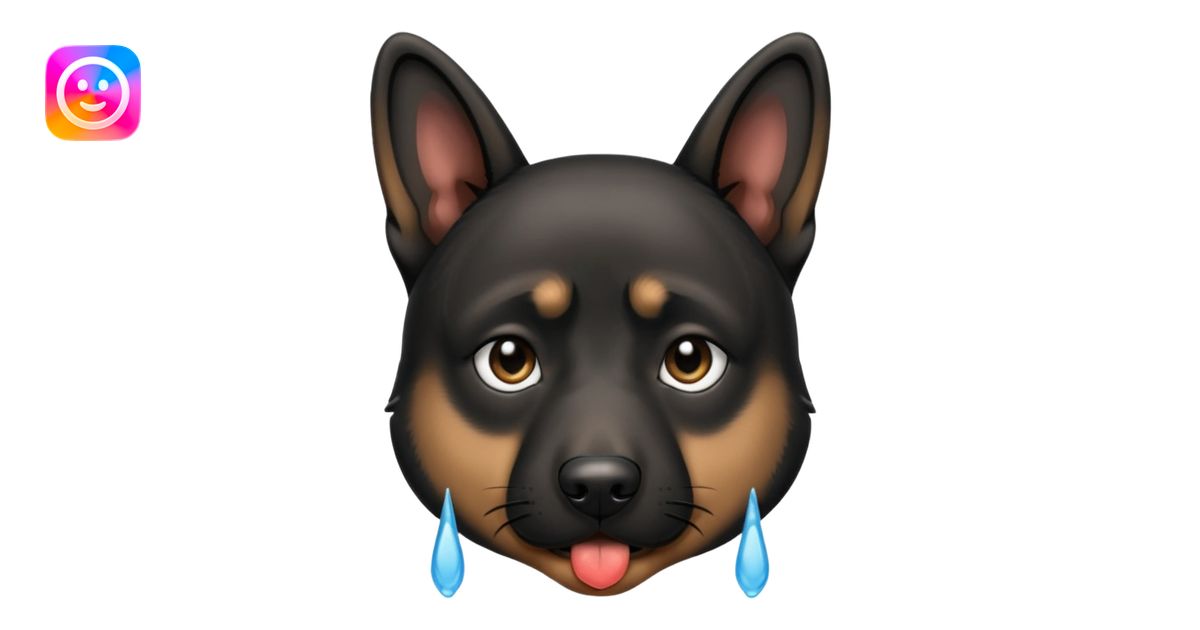 all black german shepherd face crying large tears looking sad emoji ...
