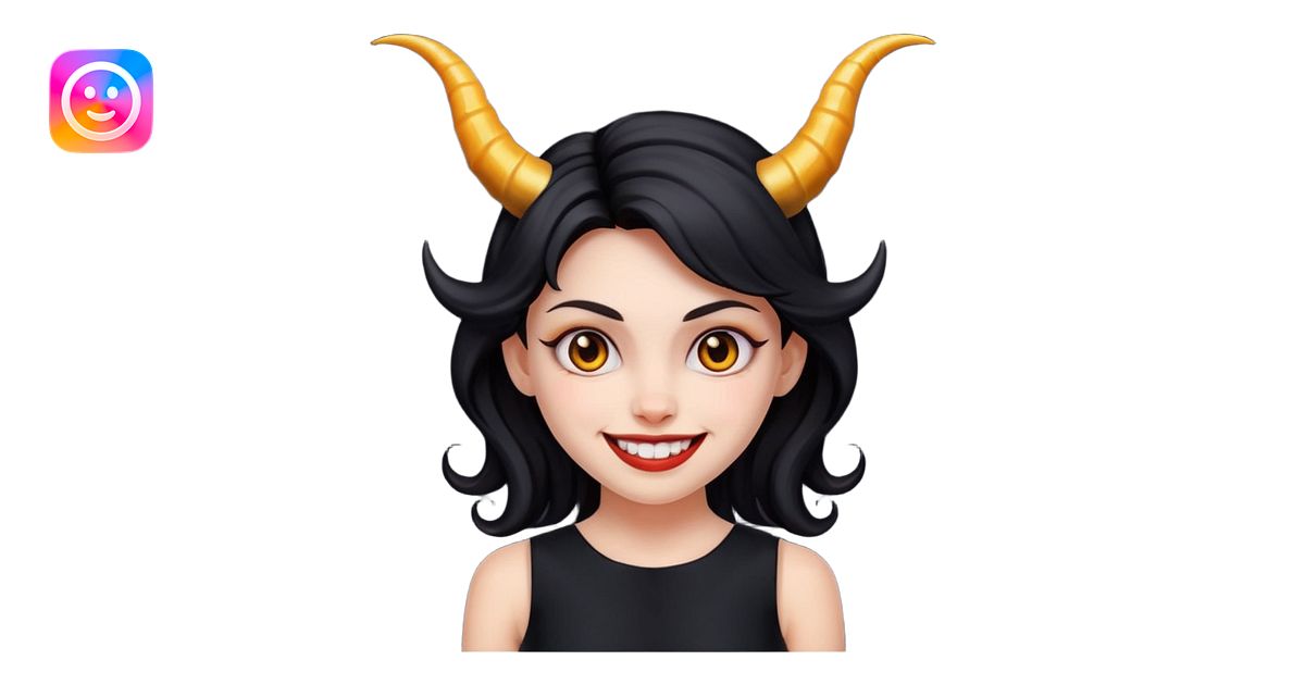 girl with evil horns and black dress emoji | AI Emoji Generator