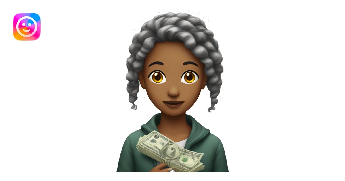 girl with a wad of money on her forehead emoji | AI Emoji Generator