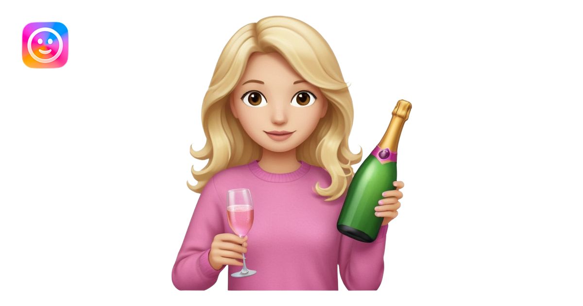 girl with long blonde wavy hair, pink sweater and brown eyes with ...