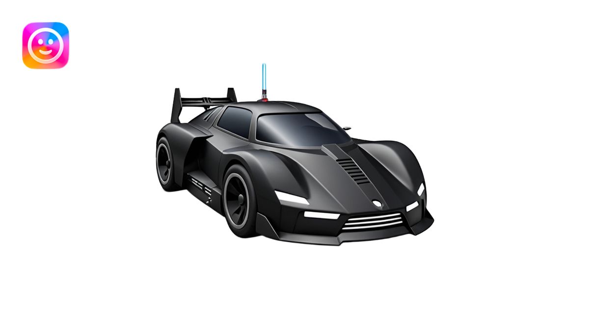 Haunted Darth Vader’s stealth race car with bright white headlights and ...