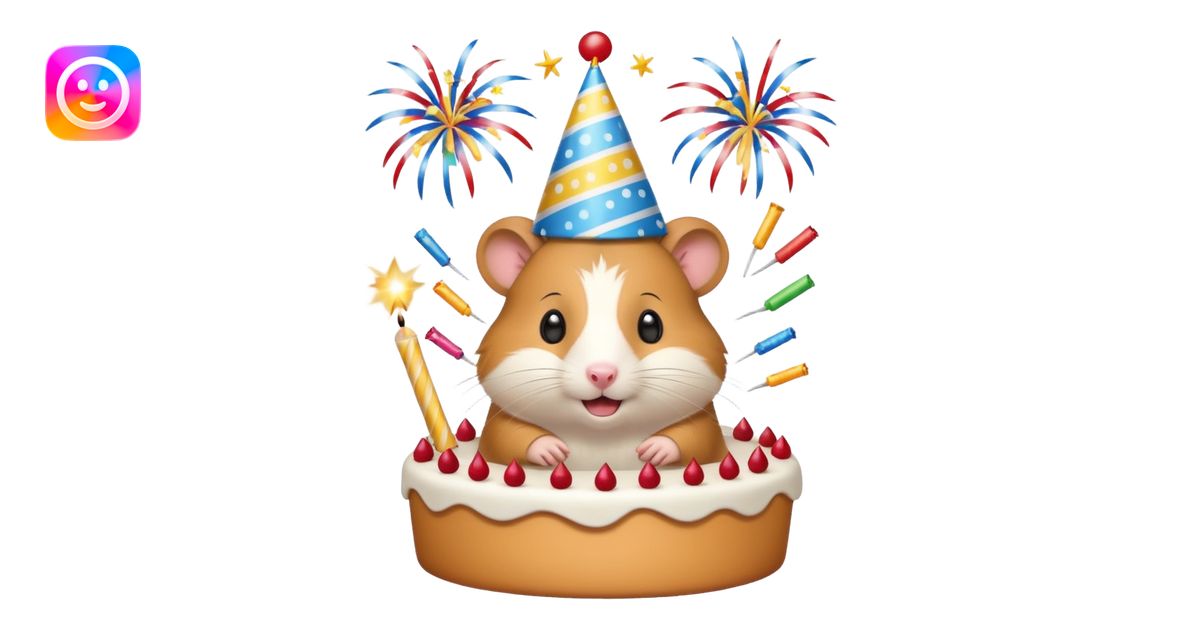 A hamster celebrating a birthday by throwing fireworks in front of a ...