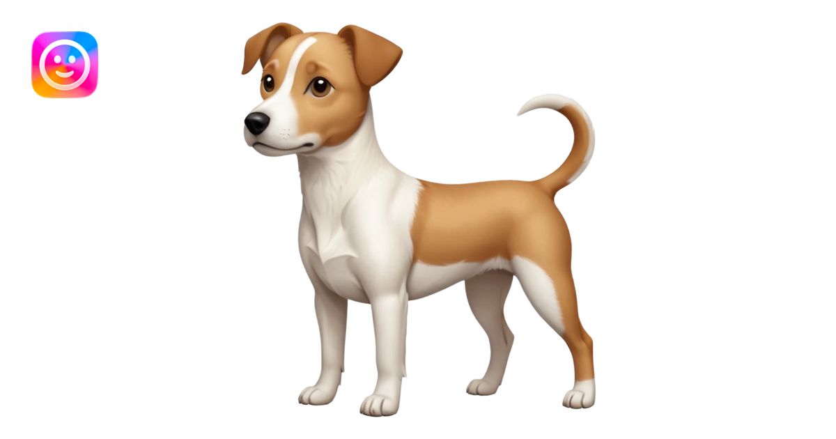 a full body facing front on of a buff white beagle cross jack russell ...